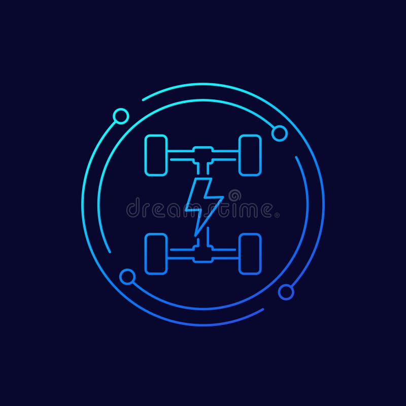 Electric Chassis Icon, EV Car Platform Line Design Stock Illustration ...