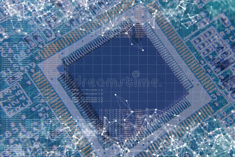 Electric Chip on a Green Circuit Board Close Up, Pcb D Stock Photo ...