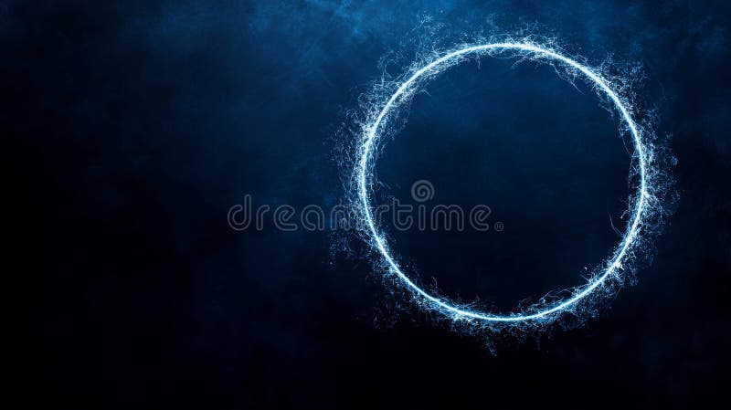 Electric Circle Frame Abstract Glowing Ring on Deep Blue Background ...