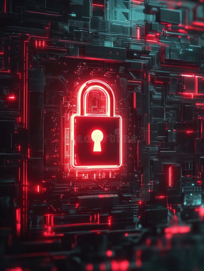 Electric Circuit Lock with Red Warning Lights Stock Image - Image of ...