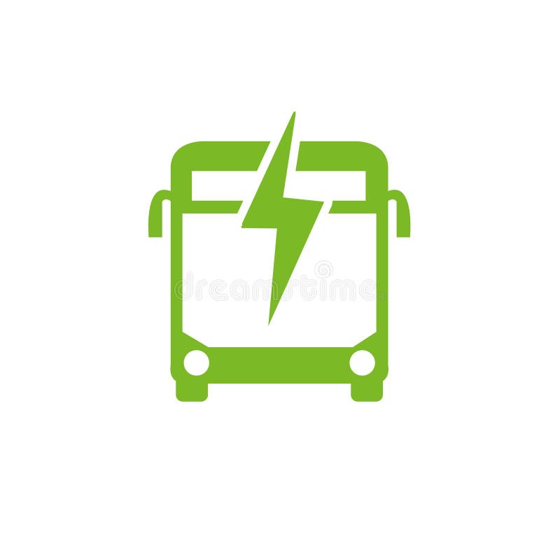 Electric city bus. EV icon stock illustration. Illustration of font ...