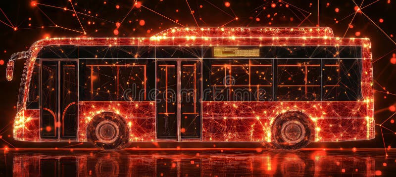 Electric City Bus with Network Connection Visualization, Transportation ...