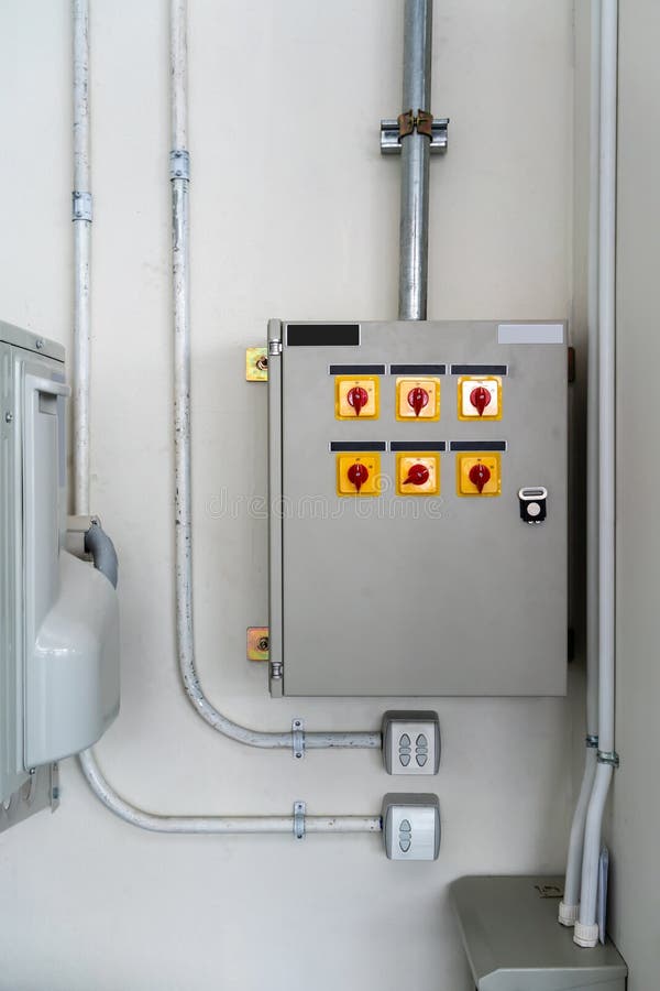 Electric City Control Panel in Grey Metal Box Hanging on Wall ...