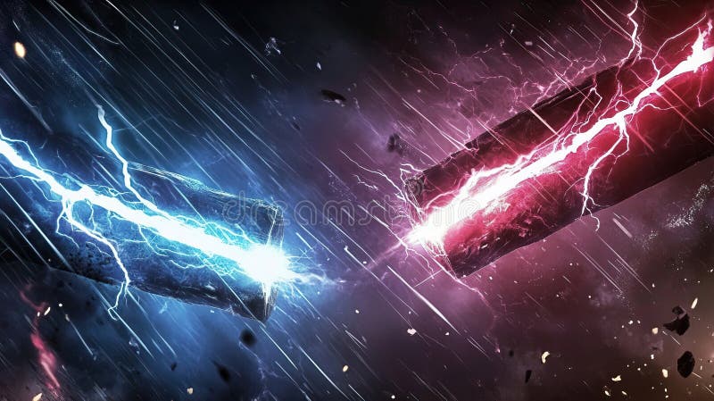 Electric Clash Red Versus Blue Lightning Effects Showcase with Dynamic ...