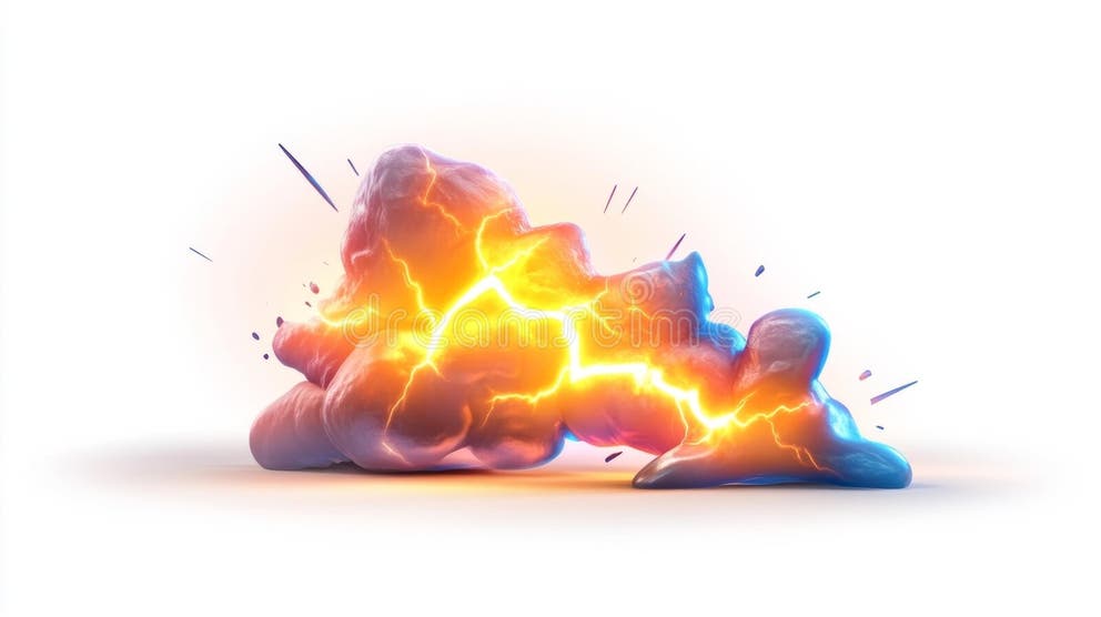 Electric Cloud with Exploding Colors and Powerful Lightning Bolt Stock ...