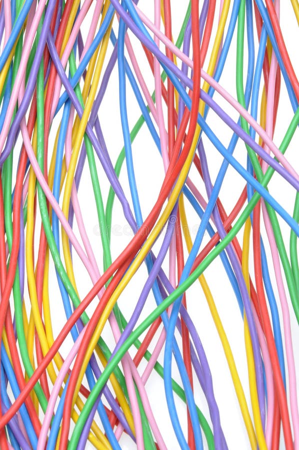 Electric Colored Wires with Knot Stock Photo - Image of communication ...