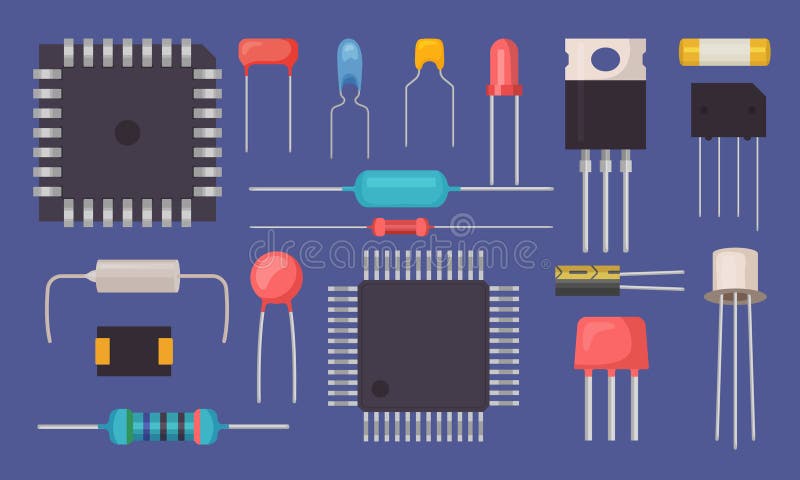 Electric Components. Semiconductor Transistor Different Microelements ...