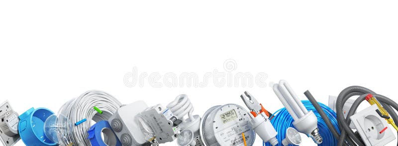 Electric Components in the Side on a White Background. Stock ...