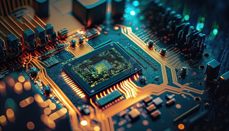 Electric Computer Circuit Board. Interior Data Microchip Motherboard ...