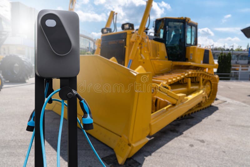 Electric Construction Machines with Charging Station Stock Image ...