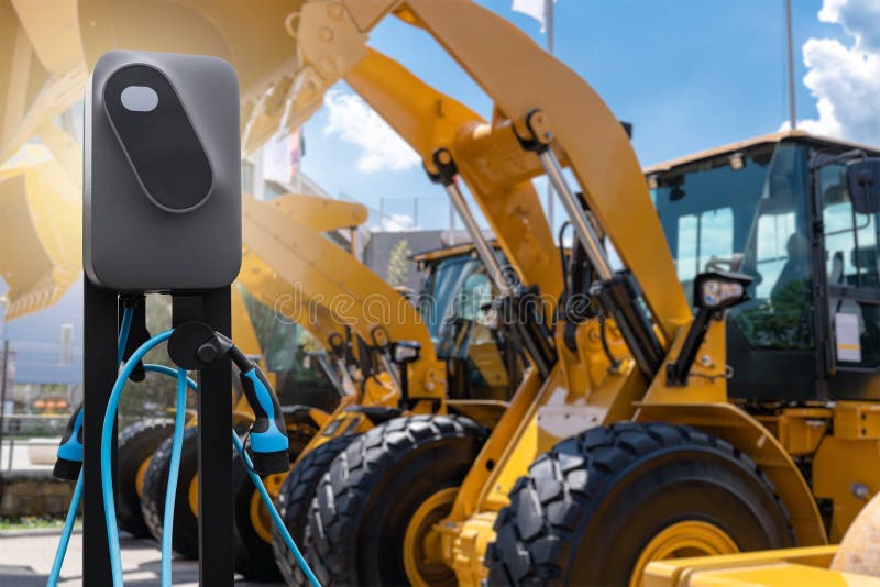 Electric Construction Machines with Charging Station Stock Image ...
