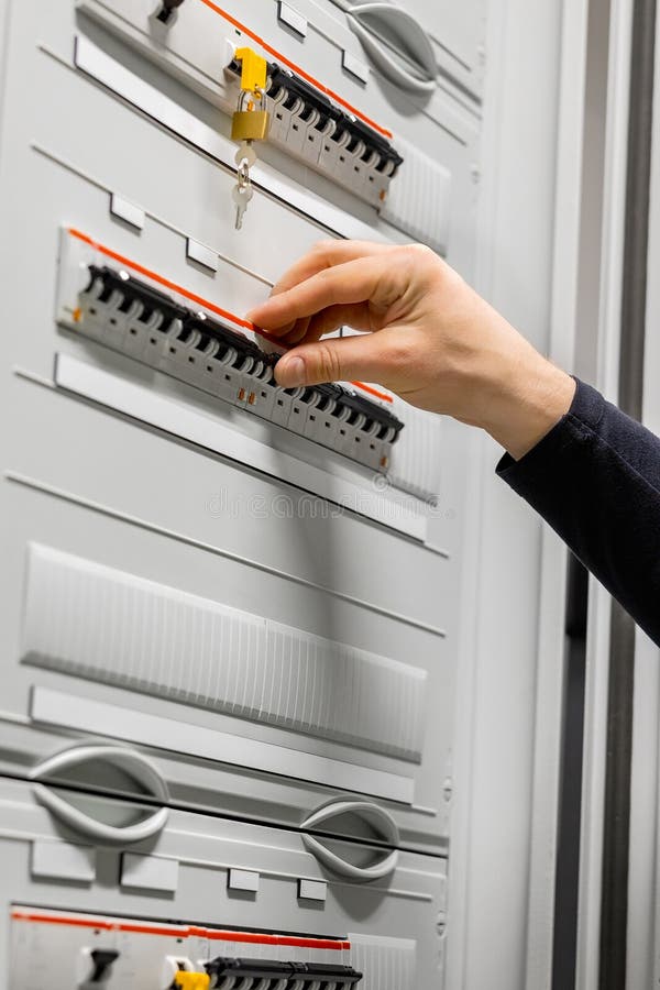 Electric Consultant Checking Fuse in Server Room Stock Image - Image of ...