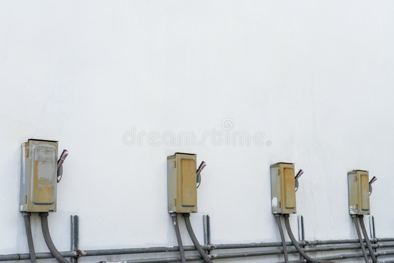Electric Control Box and Wall Concrete and Old and Electrical Power ...