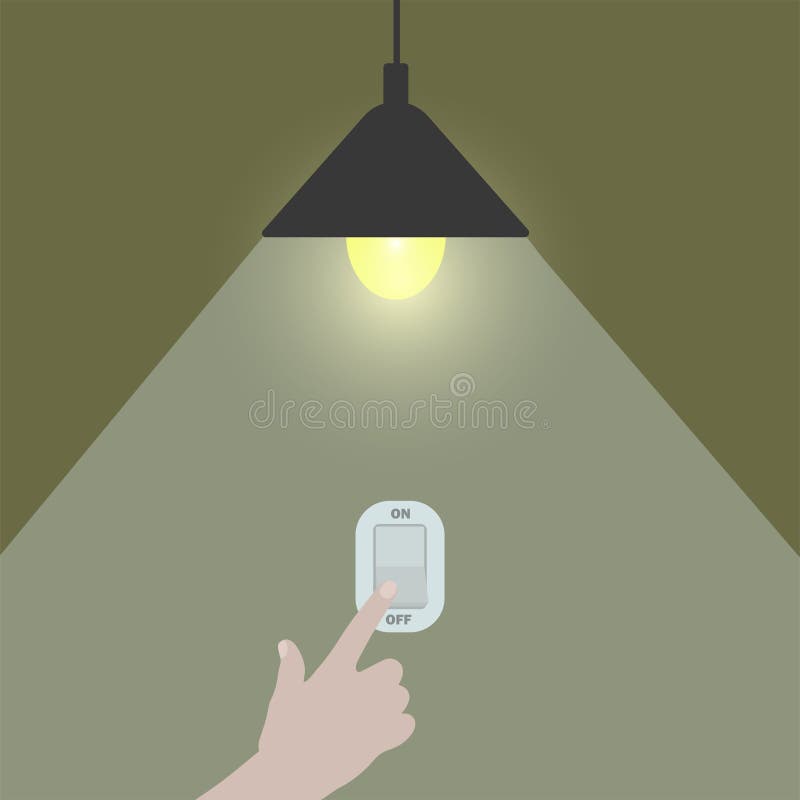 Electric Control Concept. Hand Turning Off the Light Stock Vector ...