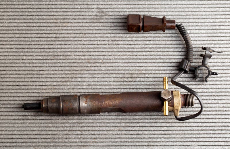 Electric Control Nozzle from a Diesel Engine, Close-up. Copy Space for ...