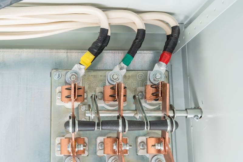 Electric Control Panel Enclosure Closeup. Electrical Voltage Stock ...