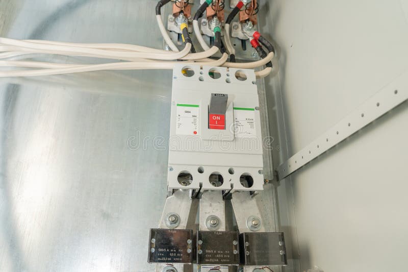Electric Control Panel Enclosure Closeup. Electrical Voltage Stock ...
