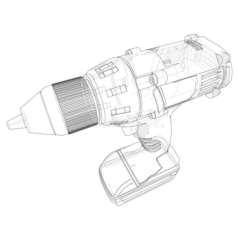 Electric Cordless Screwdriver. Vector Stock Vector - Illustration of ...