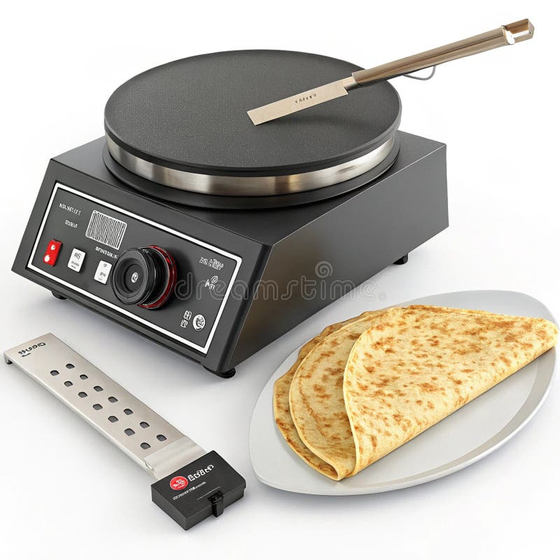 Electric Crepe Maker with Spatula PNG Stock Illustration - Illustration of breakfast, meal ...