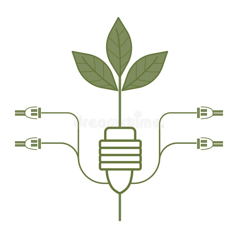 Electric Current and Green Leaves Earth Day Stock Vector - Illustration ...