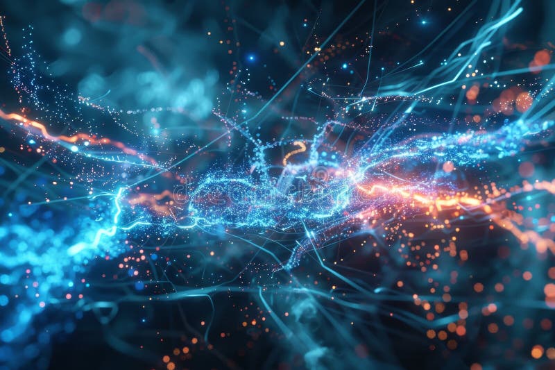 Electric Currents Pulsing in a Digital Realm Create a Striking Contrast ...