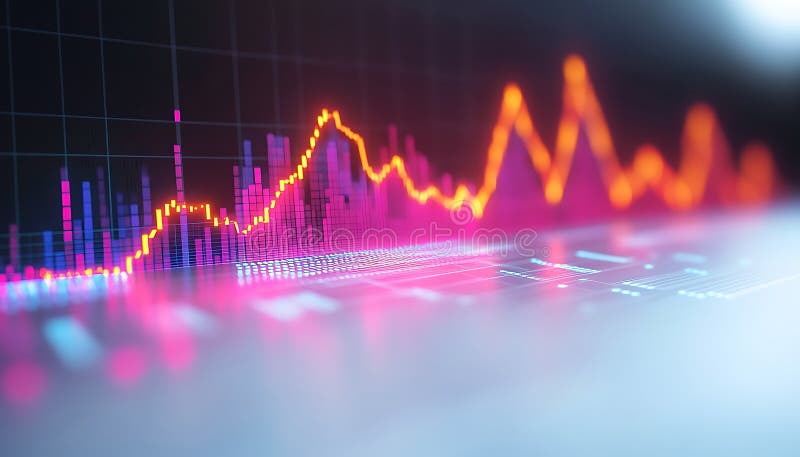 Electric 3D Trendline Chart with Bright Hues on White Stock ...