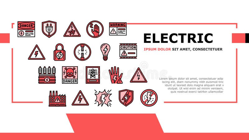 Electric Danger Shock Power Landing Header Vector Stock Vector ...