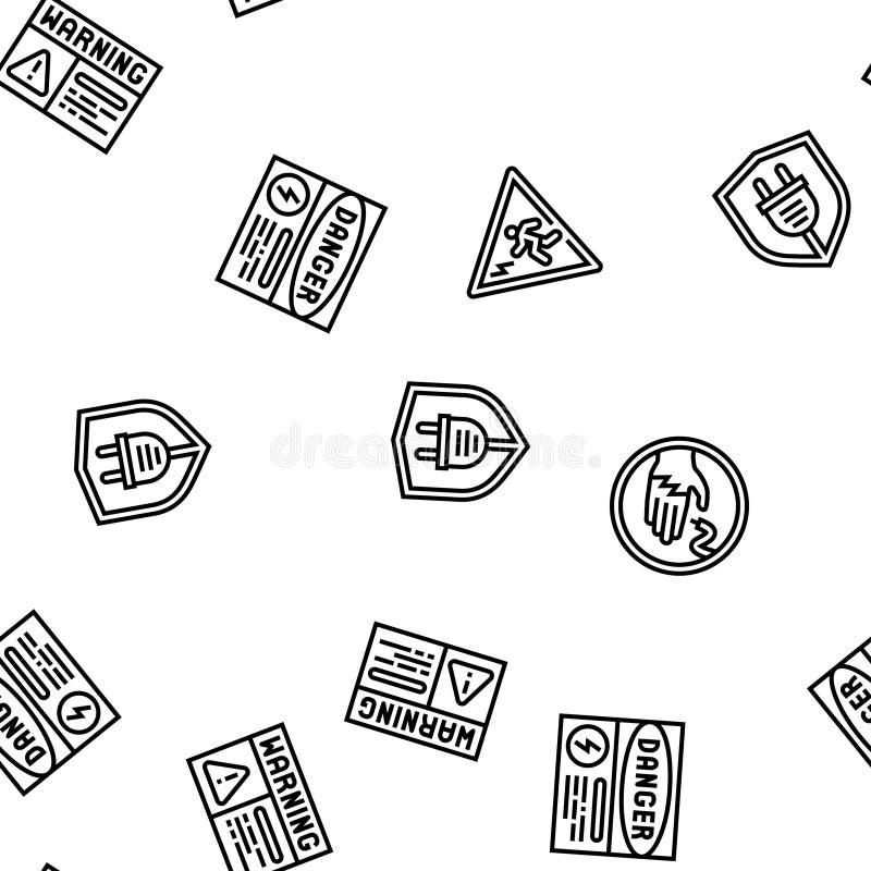 Electric Danger Shock Power Vector Seamless Pattern Stock Vector ...