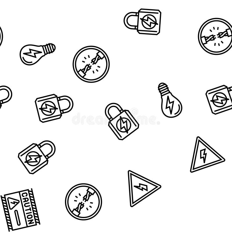 Electric Danger Shock Power Vector Seamless Pattern Stock Vector ...
