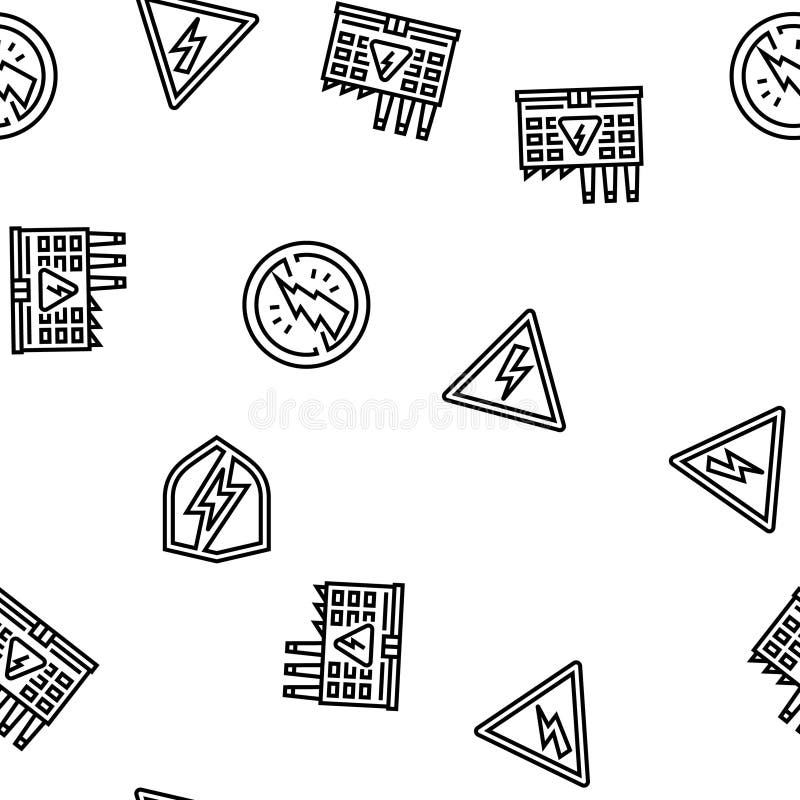 Electric Danger Shock Power Vector Seamless Pattern Stock Illustration ...