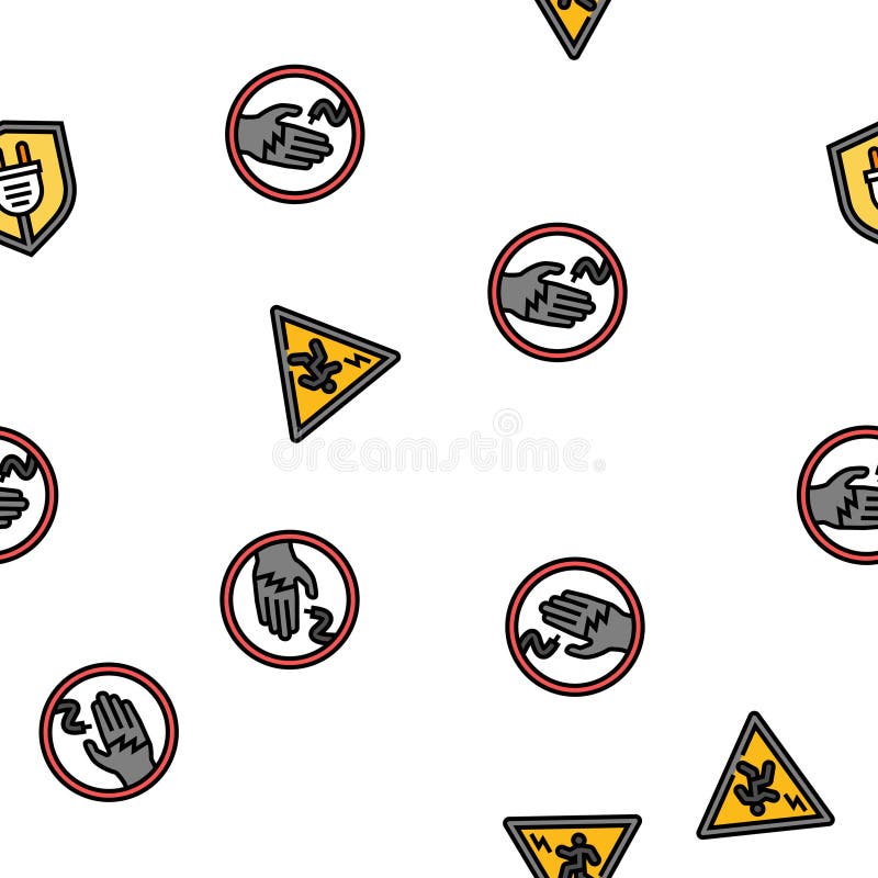 Electric Danger Shock Power Vector Seamless Pattern Stock Vector ...