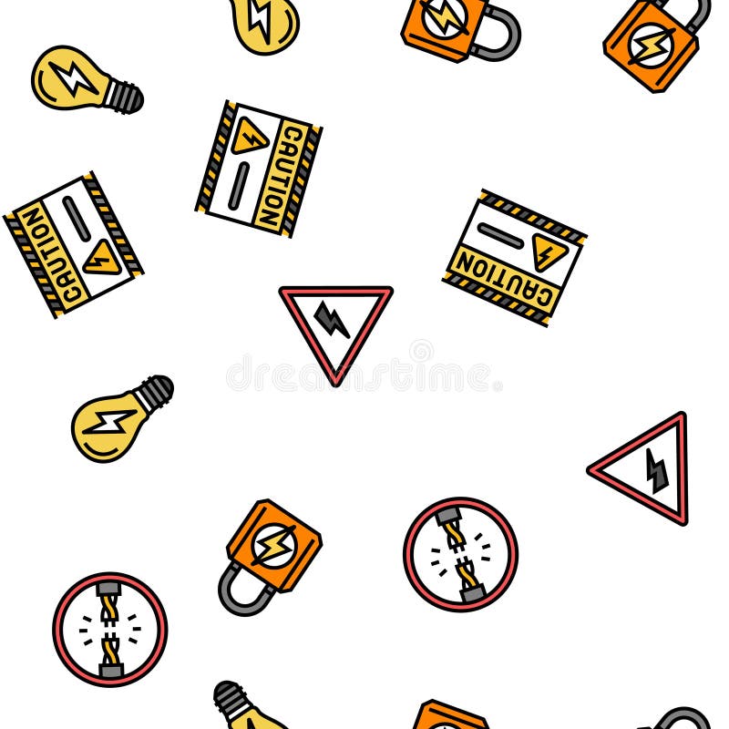 Electric Danger Shock Power Vector Seamless Pattern Stock Vector ...