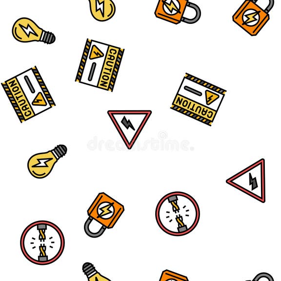 Electric Danger Shock Power Vector Seamless Pattern Stock Vector ...