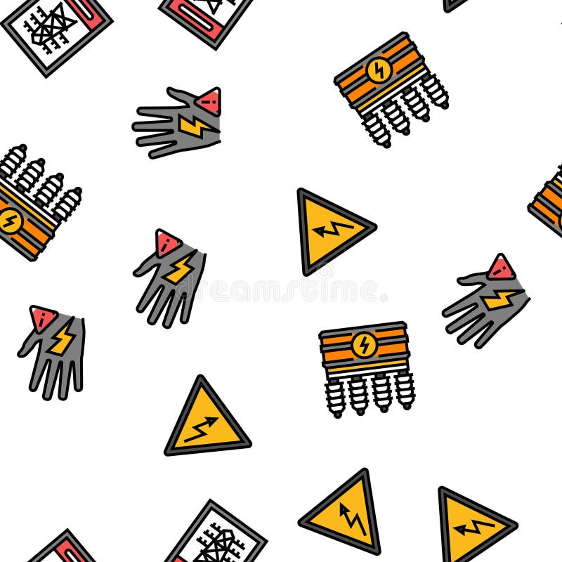 Electric Danger Shock Power Vector Seamless Pattern Stock Illustration ...