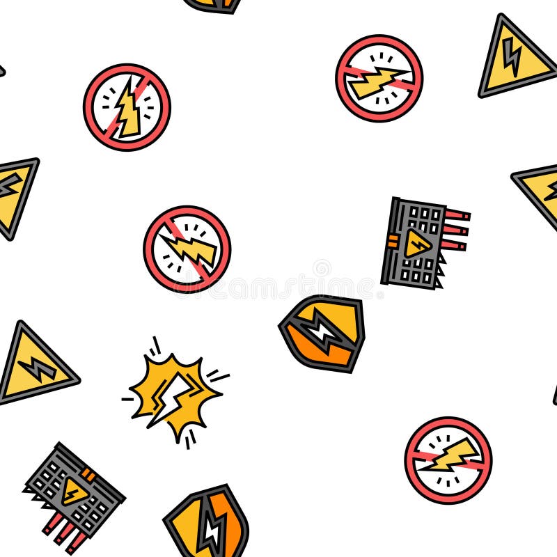 Electric Danger Shock Power Vector Seamless Pattern Stock Vector ...