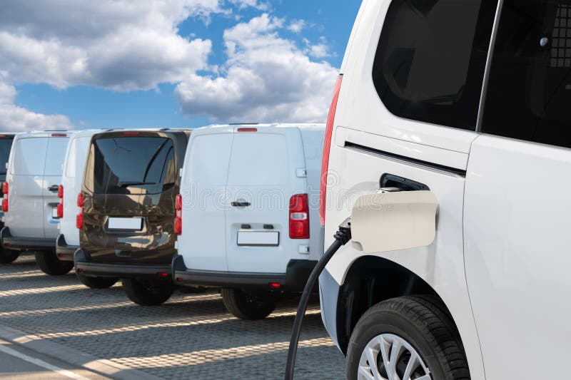 Delivery Vans are Parked in Rows. Stock Photo - Image of transport ...