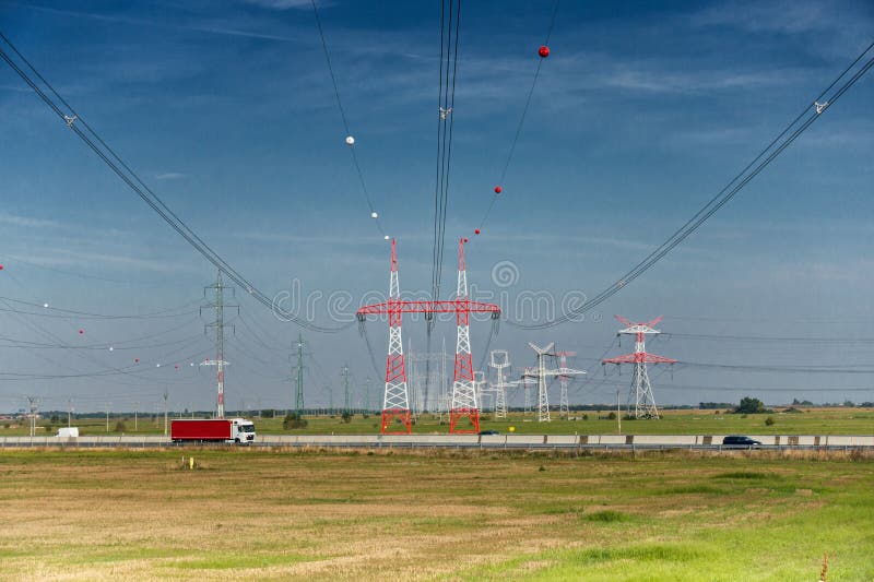 Electric Distribution Network Stock Image - Image of poles, voltage ...