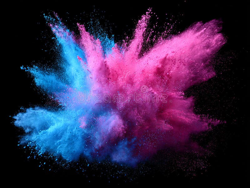 Electric Dream: a Burst of Neon Pink and Blue Dust in Motion Against a ...