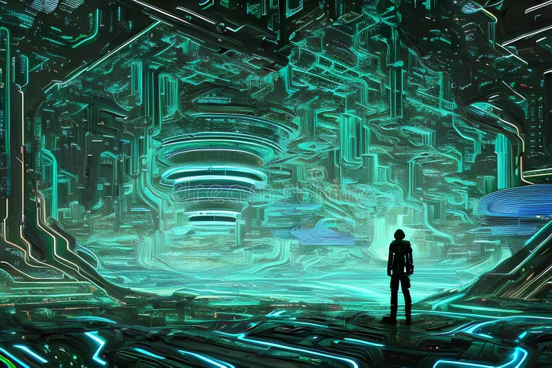 Electric Dreamscape with Generative AI Stock Illustration ...