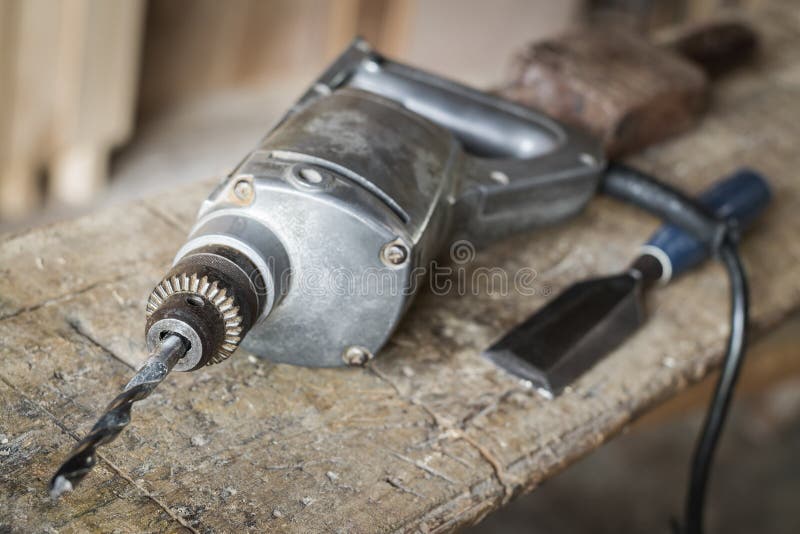 Electric Drill with Carpenter Tool Stock Image - Image of drill, still ...