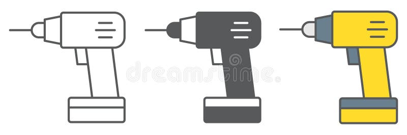 Electric Drill Icon Collection, Tool and Repair, Drill Vector Icon Set ...