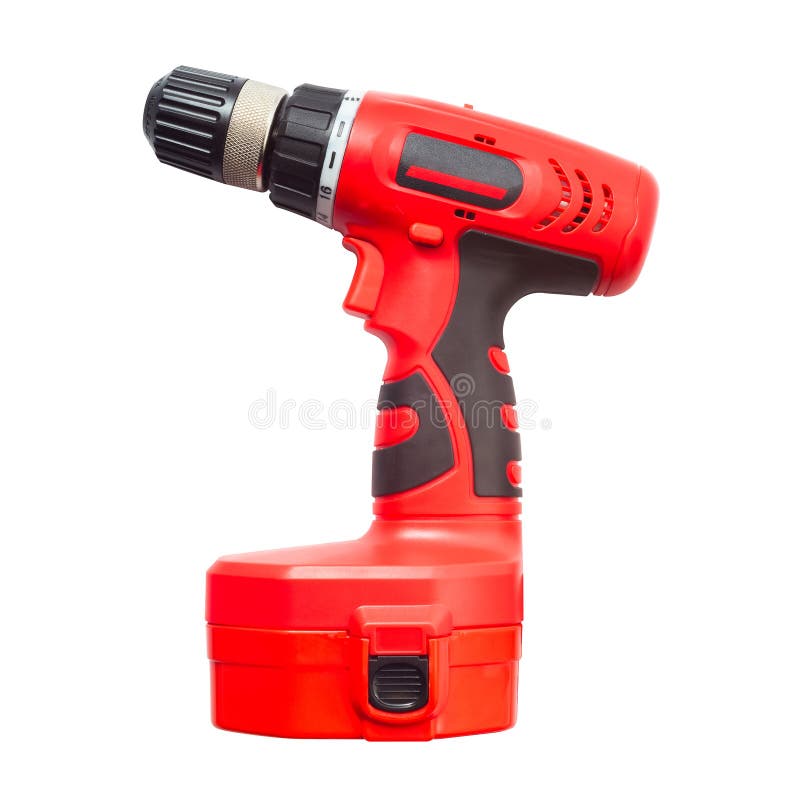 Electric Drill Power Tool in Red Stock Image - Image of heavy, industry ...