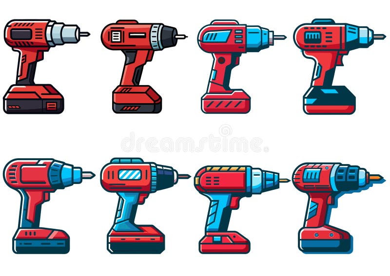 Electric Drill Vector Set Collection Designs Stock Vector ...