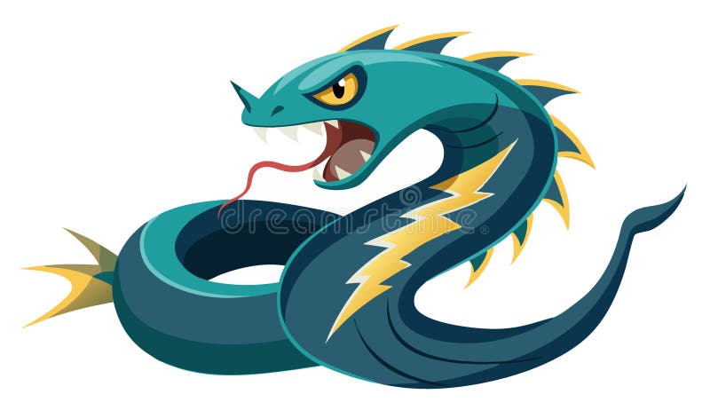 Electric Eel Coiled Tightly Emitting Jagged Electric Bolts Silhouette ...