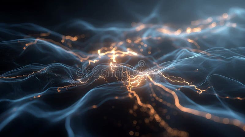 Electric Energy Abstract Light Wave Glowing Futuristic Blue Orange ...