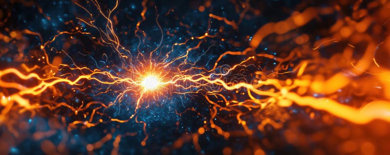 Electric Energy Burst with Glowing Orange Lines and Cosmic Background ...