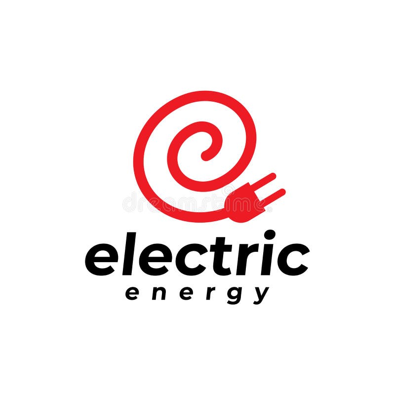 Electric Energy with Electric Cable Spiral Logo Design Stock Vector ...