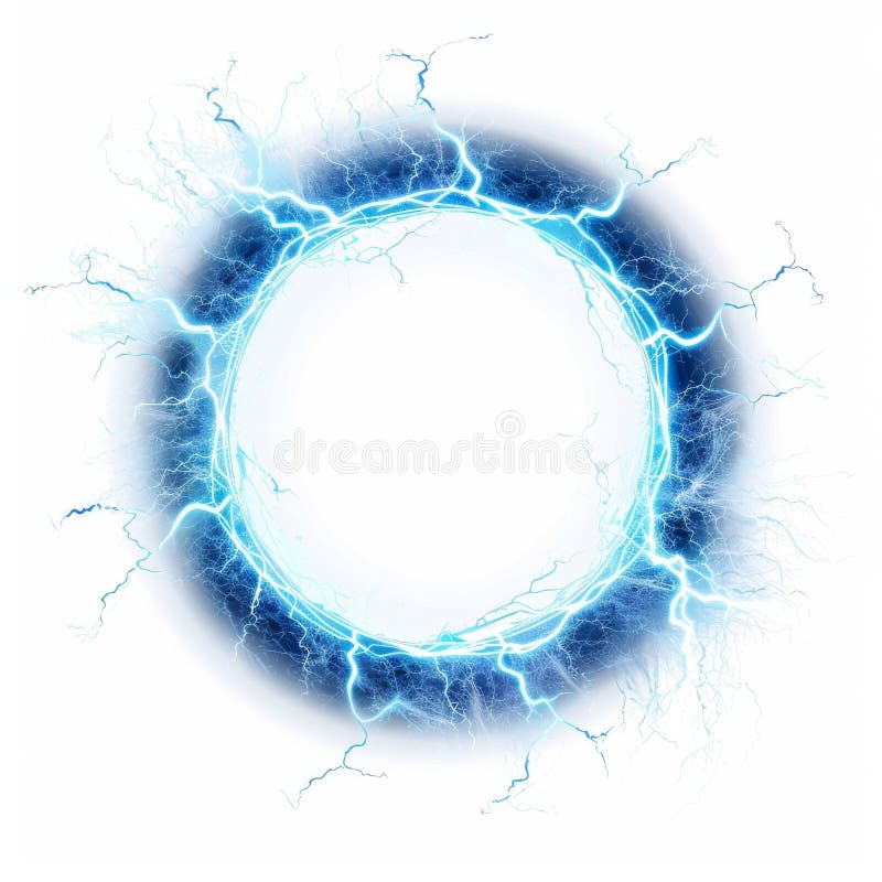 Electric Energy Circle with Lightning Effect Isolated on White ...