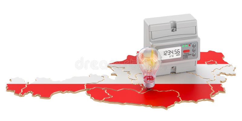 Austrian Map with Energy Efficiency Rating, 3D Rendering Stock ...