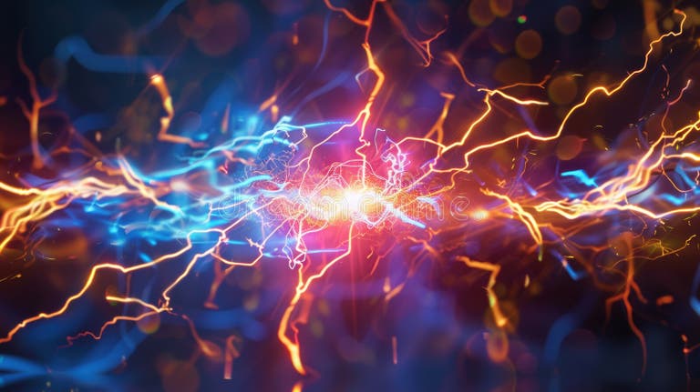 Electric Energy Currents Glowing with Intense Light Effects Stock Image ...